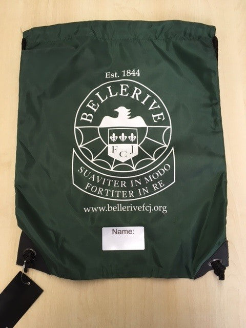 Bottle Green Gymsac with school logo (medium size 11 litres ...